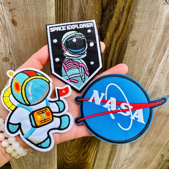 Other | Set Of 3 Astronaut Iron On Patches Space Explorer Patches Nasa Patches | Poshmark